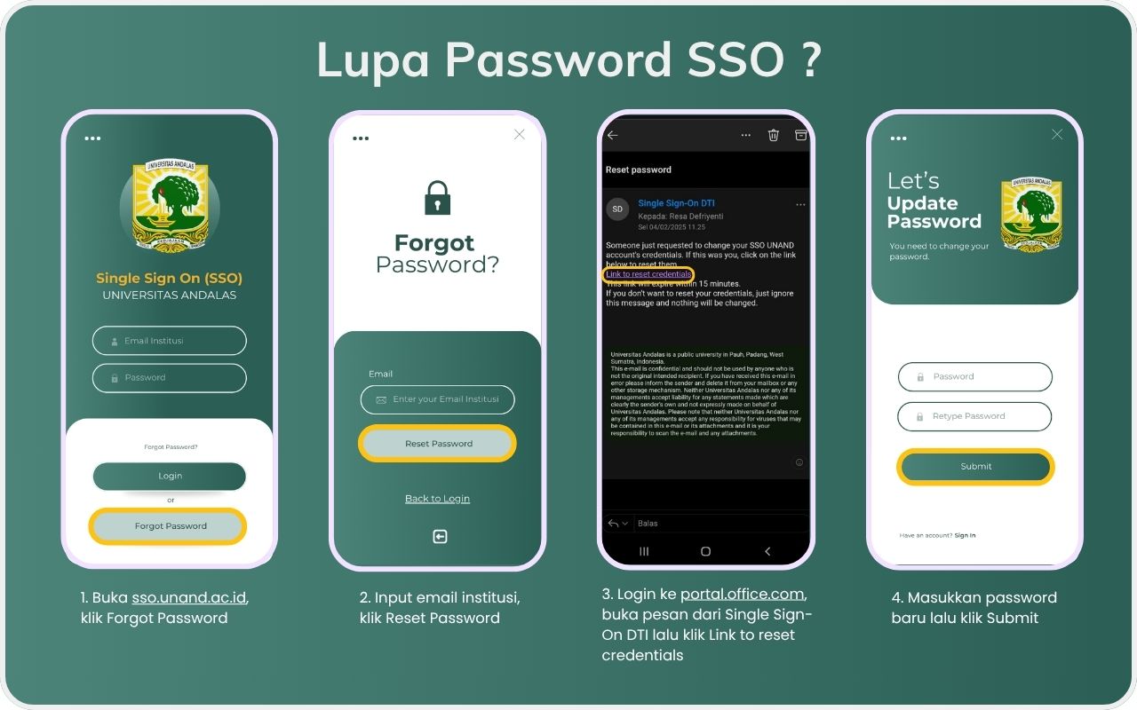 Cara Praktis dan Cepat Reset Password SSO Universitas Andalas - Direktorat Teknologi Informasi